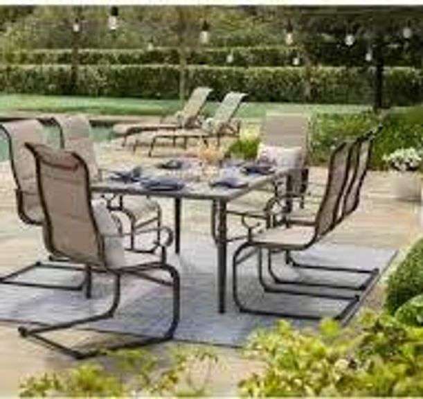 GLENRIDGE FALLS 7 PIECE DINING SET CHARCOAL BROWN INISH TAN FABRIC (IN ...