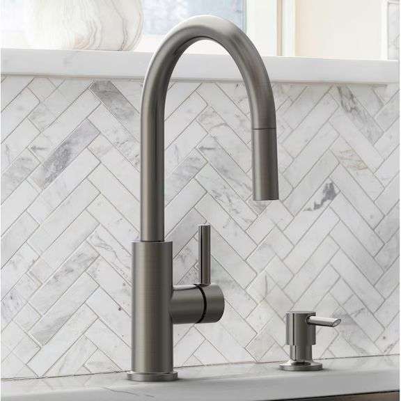 Allen + Roth Harlow Simplefit Gunmetal Gray Single Handle Deck-Mount ...