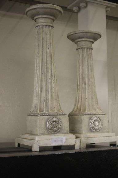 Two tall, fluted, decorative white columns. - Auction HUB Texas