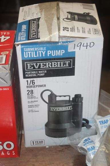Everbilt submersible utility pump 1/6 horsepower - Auction HUB Texas