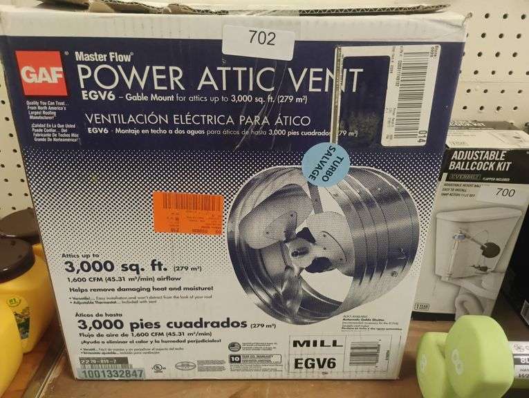 GAF Master Flow Power Attic Vent EGV6. This is a gable-mount power ...