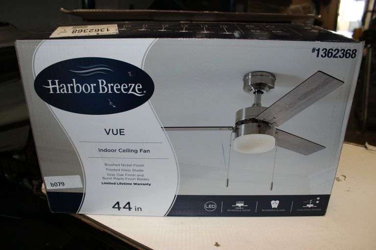 Harbor Breeze Vue 44-In Brushed Nickel With Driftwood/Cocoa Blades Ceiling Fan With Light ( 3 ...