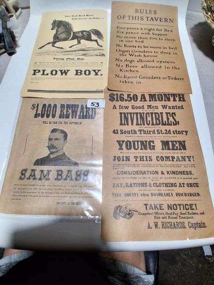 Set of Four Old West Historical Document Replicas. This collection ...