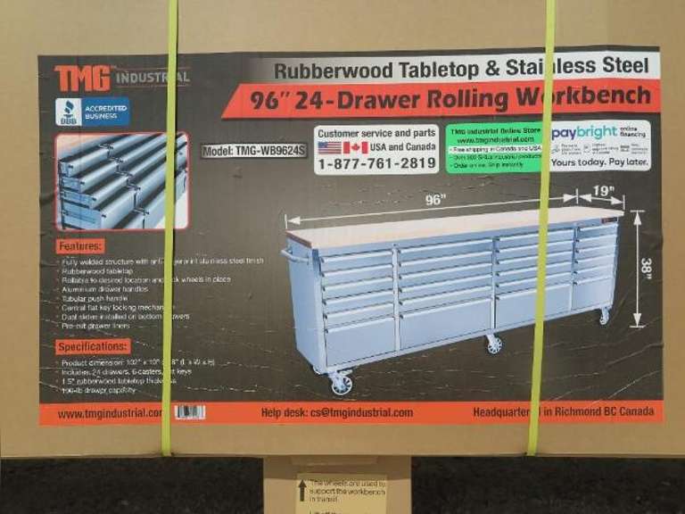 TMG • 96" 24- Drawer Rolling Workbench - Armstrong Western LLC