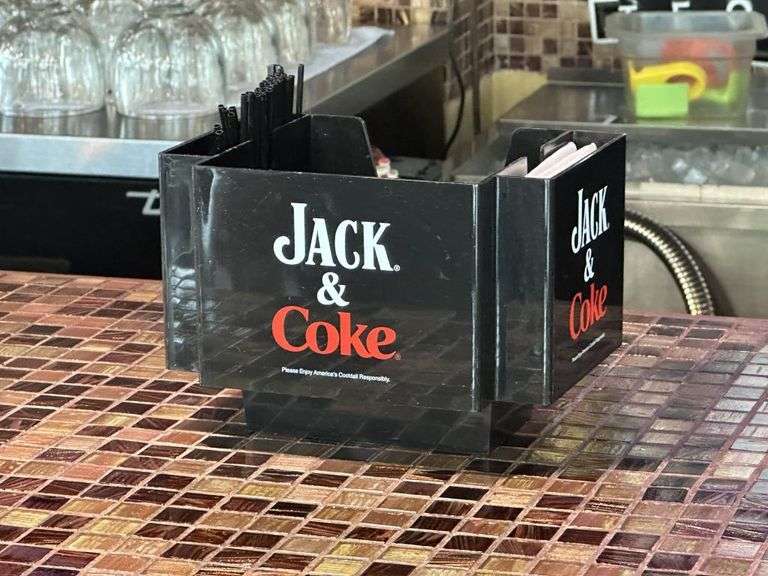 Jack Daniels & Coke Logo Napkin/Straw Bar Caddy - Auctions ASAP