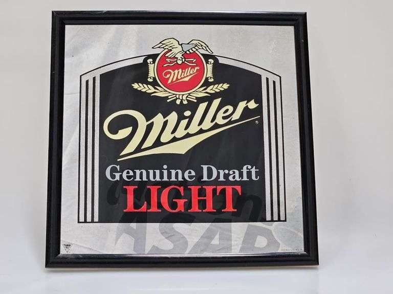 Miller Genuine Draft Light Logo Bar Mirror - Frame - Auctions ASAP