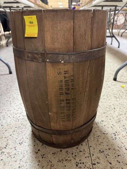Wilson's Drug Store Barrel - Auction Solutions, Inc - Celebrating 25 Years