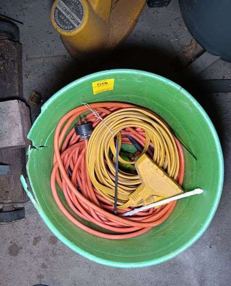 Bucket of Extension Cords - Auction Solutions, Inc - Celebrating 25 Years