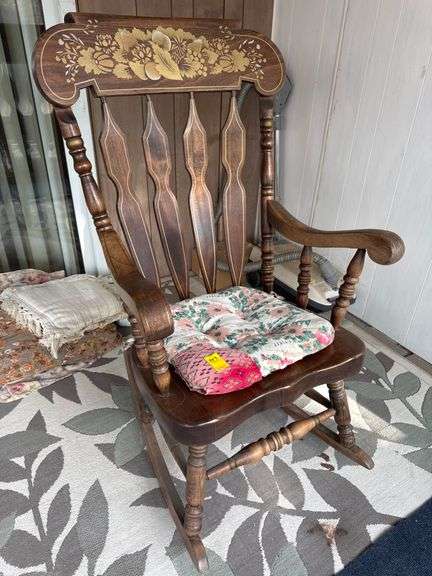 Decorative Wooden Rocking Chair - Auction Solutions, Inc - Celebrating ...