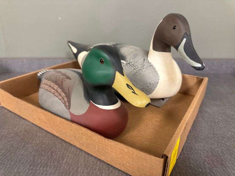 Fowlers Point Signed and Painted Wood Carved Duck and Stoney Point ...