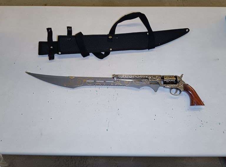 Decorative Colt Hand Gun Knife 21" Blade with Sheath - Auction ...