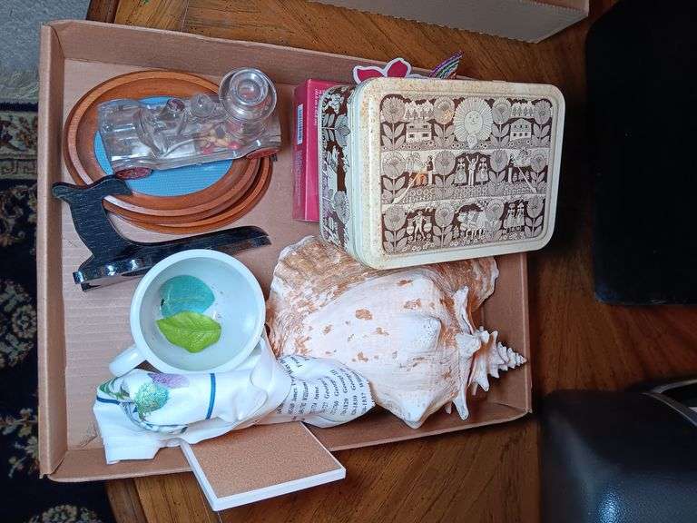 Conch Shell, Fabric Napkins, Glass Car, and Other Items - Auction ...