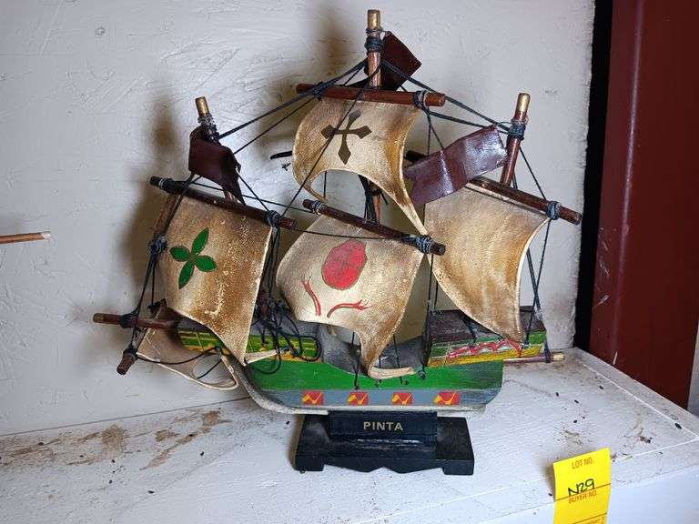 "Pinta" Replica Sailboat 10" Tall - Auction Solutions, Inc ...