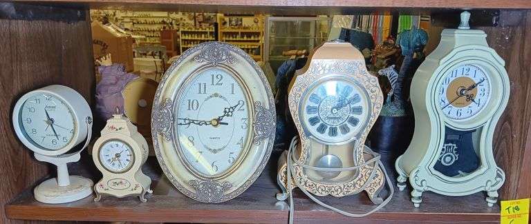 (1) Decorative Corded Clock, (3) Assorted Quartz Clocks, and (1) Mini ...