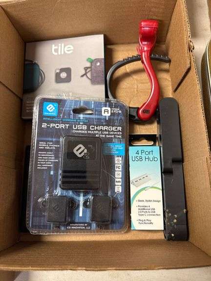 Tile's, USB Ports, Power Bank, and Other Items - Auction Solutions, Inc ...