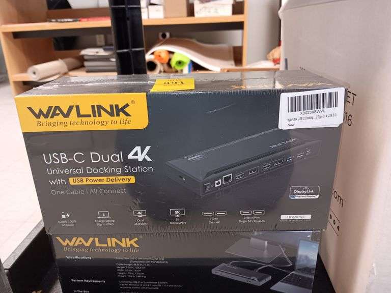 Wavlink USB-C Dual 4K Universal Docking Station with USB Power Delivery (new in box) - Auction ...