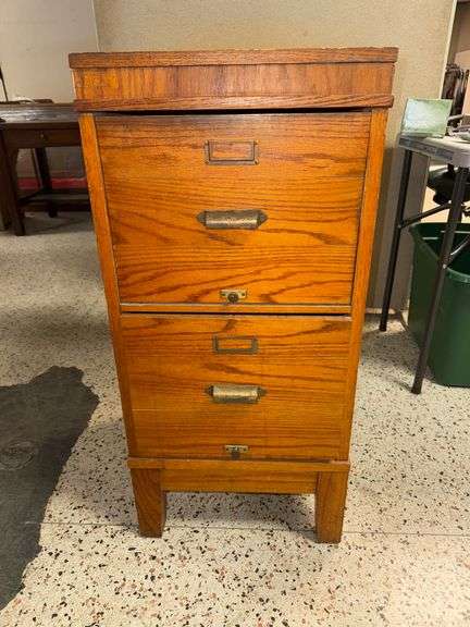 Antique Wooden 2 Drawer File Cabinet 17 x 36 x 20 - Auction Solutions ...