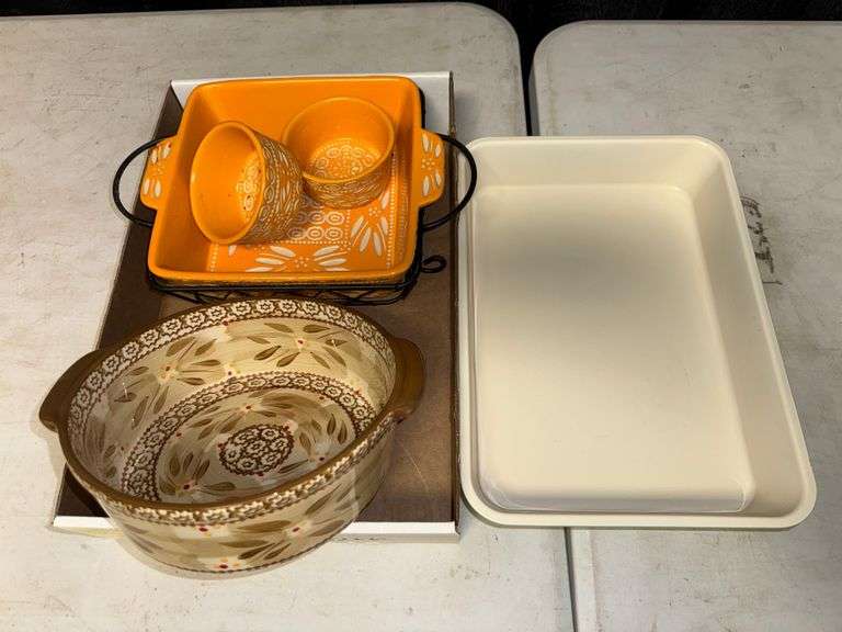 Temp-Tations Ceramic Serving Dishes and Metal Brownie Pan - Auction Solutions, Inc - Celebrating ...