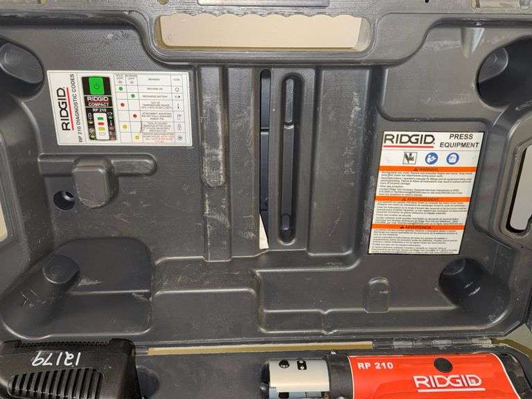 Ridgid RP 210 Press Tool in Case w/ 3 attachments, battery, and charger ...