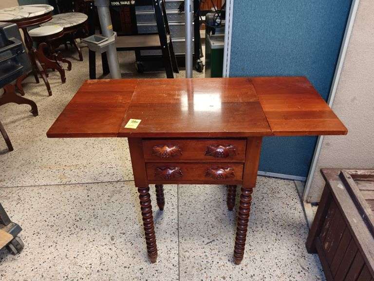 Wooden Fold Down End Table with Drawers - Auction Solutions, Inc ...
