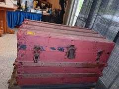 Vintage Red Storage Trunk - Auction Solutions, Inc - Celebrating 25 Years