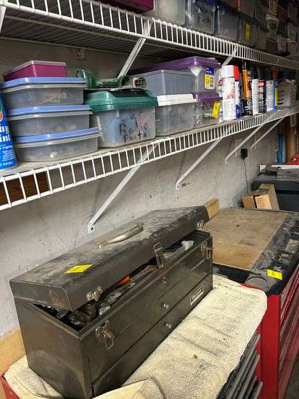 Shelf of Spray Paint, Scrap Metal, and Hardware - Auction Solutions ...