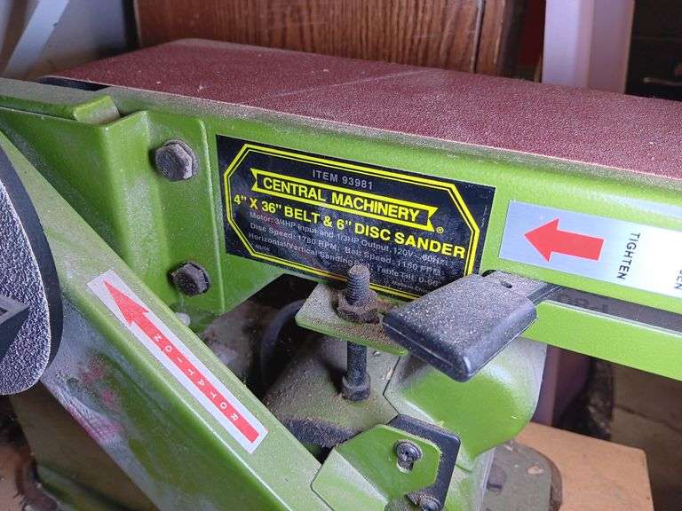 Central Machinery 4 x 36 Belt & 6" Disc Sander - Auction Solutions, Inc ...
