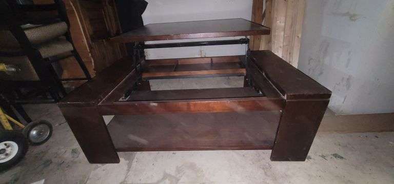 dark wood fold-out coffee table - Auction Solutions, Inc - Celebrating ...