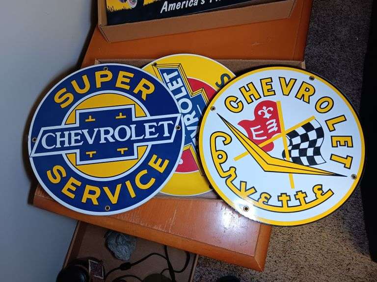 (3) Chevrolet Metal Signs - Auction Solutions, Inc - Celebrating 25 Years