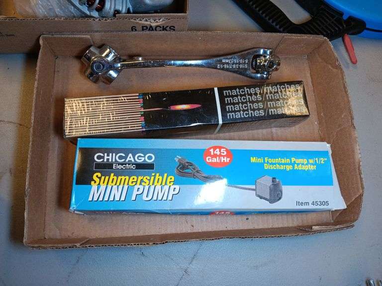 Chicago Electric Submersible Mini Pump, Long Matches, and Multi Socket ...