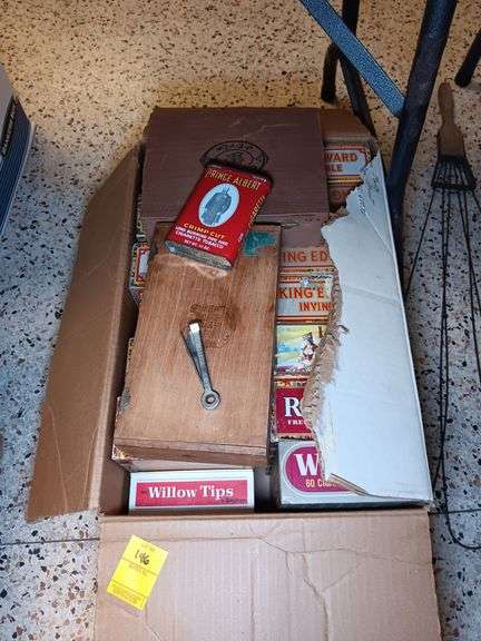 Cigar Boxes, Prince Albert Tobacco Tin, and Rogers Pipe Tool - Auction ...