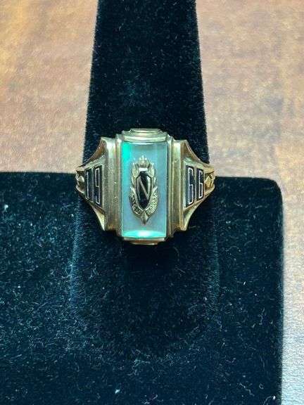 1966 N-High school 10k gold class ring inside engraving "RN" ~size 11 ...