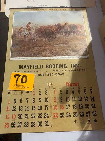 1987 Western Heritage Calendar w/ C.M. Russel Prints 16 x 24 - Assiter ...