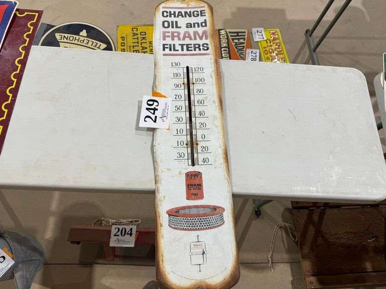 Vintage Fram Oil Filters Thermometer - Assiter Auctioneers