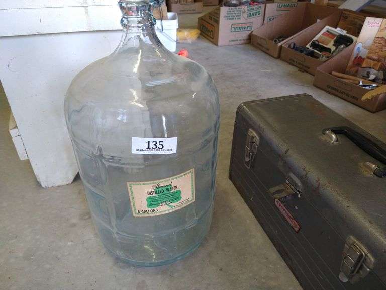 5 gal Glass Distilled Water Bottle no Lid - Assiter Auctioneers