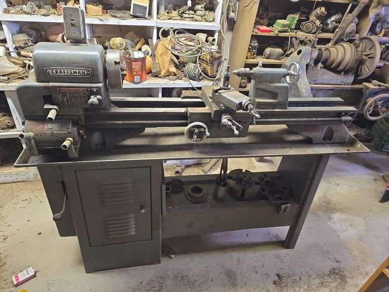 Craftsman Metal Lathe with Accessories 3 & 4 Jaw Chucks, Steady Rest ...