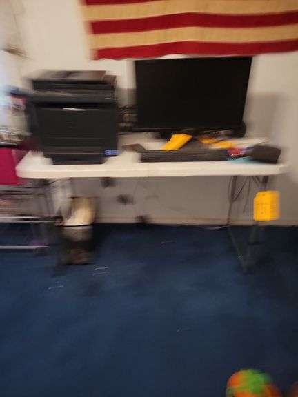 Table with Dell computer and monitor - Assiter Auctioneers