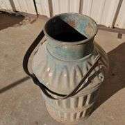 19" Tall Vintage Galvanized Corrugated Ribbed Steel Milk Canister / Oil ...