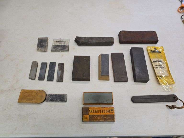 Vintage Carborundum Razor Hone & (14) Assorted Sharpening Stones ...