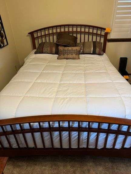 Queen Bed Frame; mattress; bedding - Assiter Auctioneers