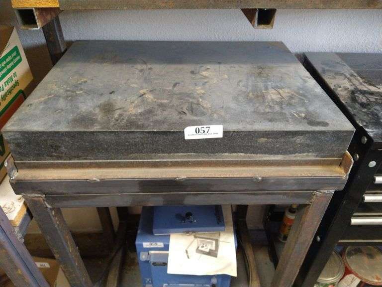 Granite Layout Table on Shop Made Cart on Casters 25 x 20 x 39 1/2 ...