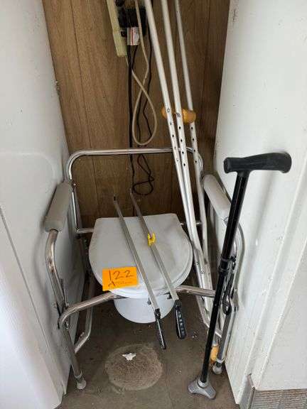 Medical Bedside Commode, Cane, Crutches, Misc - Assiter Auctioneers