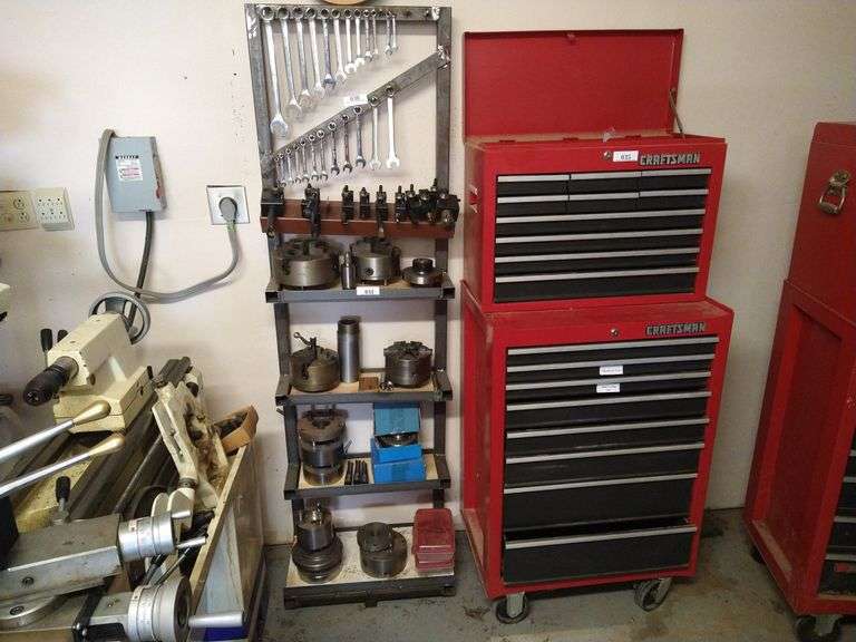 Extra Tools To Lathe on Shop Made Cart 22 x 13 x 72 - Assiter Auctioneers