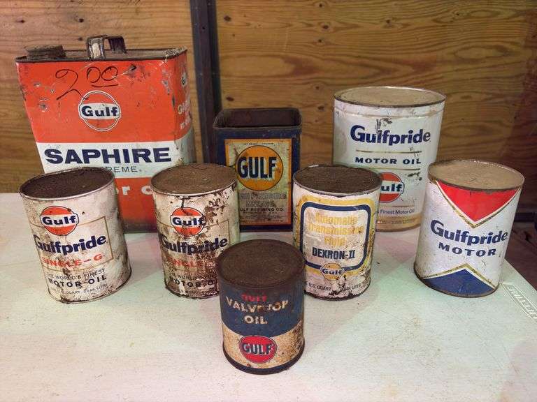 (8) Gulf Product Cans - Assiter Auctioneers