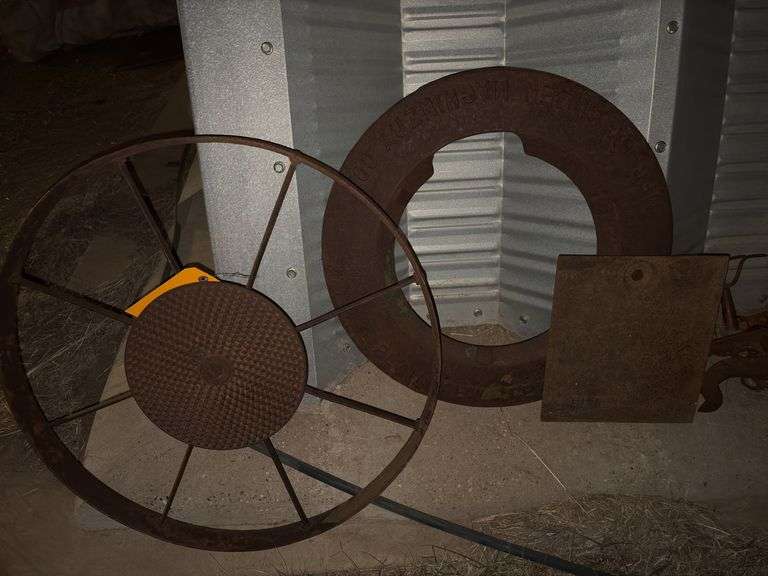 (3) Cast- Rotary Rasp, Water Meter Cover, & Plainview Machinery Cover ...