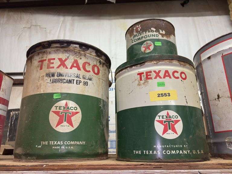 (3) Texaco Cans (with product) - Assiter Auctioneers