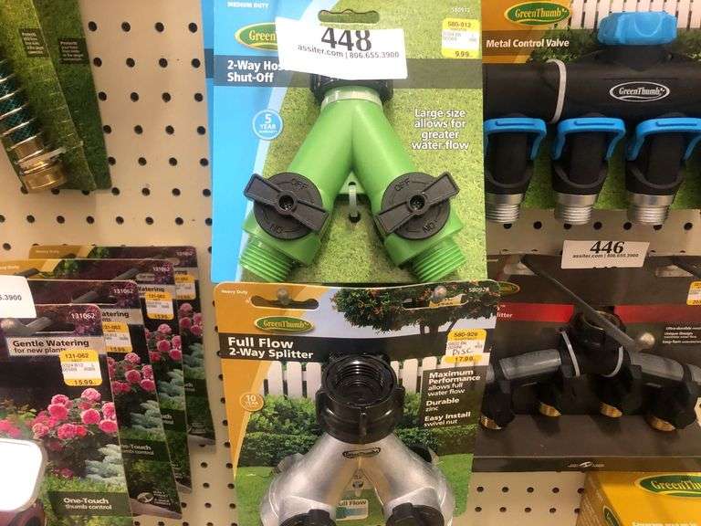 (4) Green Thumb 2-Way Hose Shut-Off w/(2) Full Flow 2-way Metal Splitter - Assiter Auctioneers
