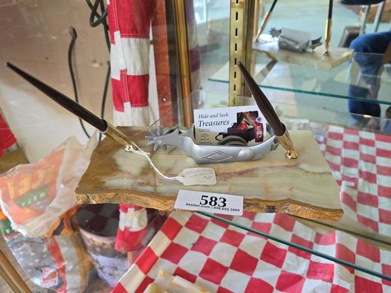 Vintage Marble Base Ink Pen Set w/Aluminum Card Holder - Assiter ...
