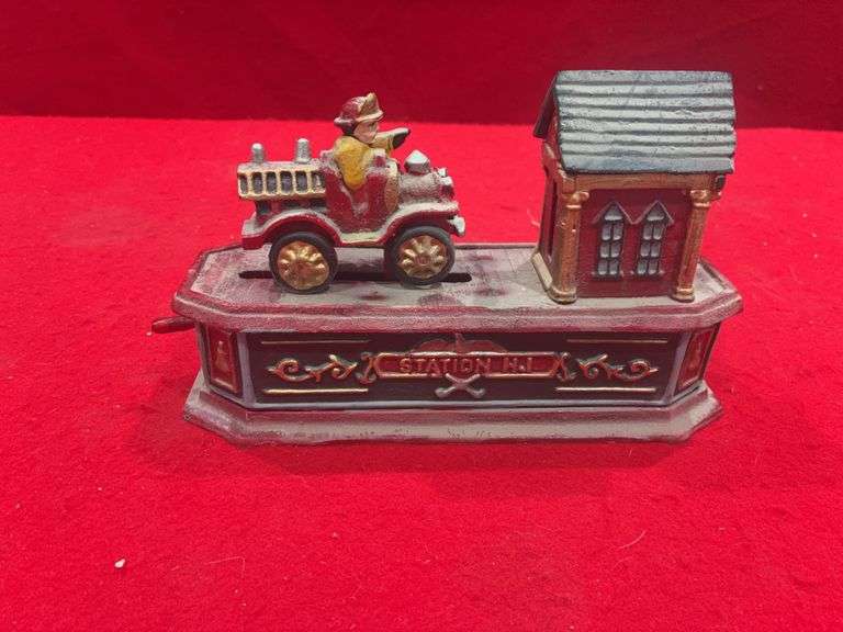 Cast Iron Fire Station Bank - Assiter Auctioneers