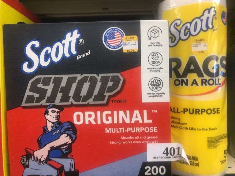 (2) Boxes Scott Shop Towels & (2) Scott Rags on a Roll - Assiter ...